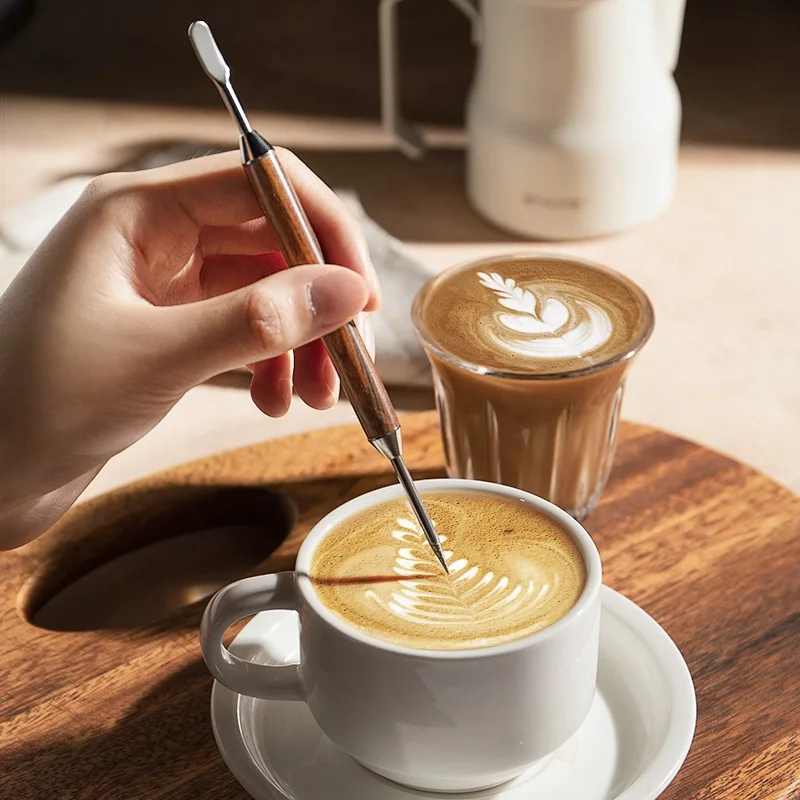 1PCS Barista Accessories Double Head Wooden Coffee Art Needle for Latte ...