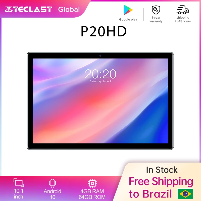 Teclast p20hd 10.1 Polegada tablet android 10 1920x1200 octa núcleo 4gb ...