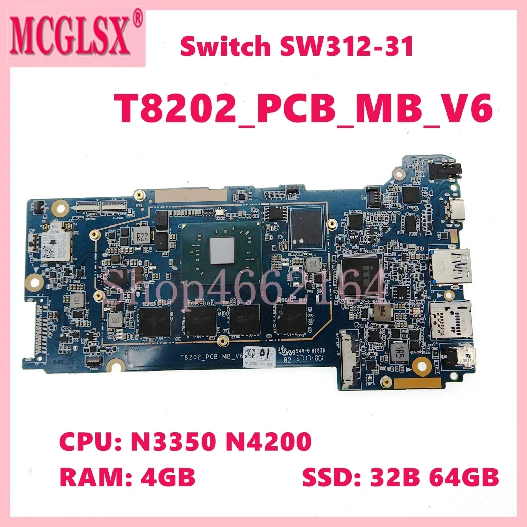 T8202-PCB-MB-V6-with-N3350-N4200-CPU-4GB-RAM-32B-64GB-SSD-Mainboard-For ...