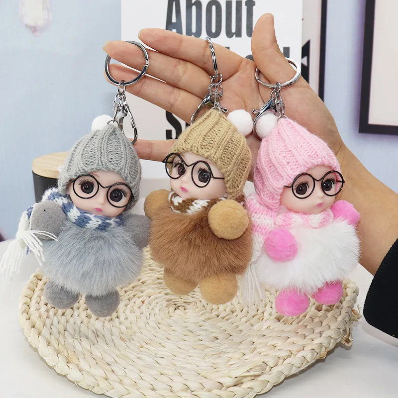 pop-doll-keychain-Baby-Keychain-Cute-Fluffy-Plush-Doll-Keychains-Women ...