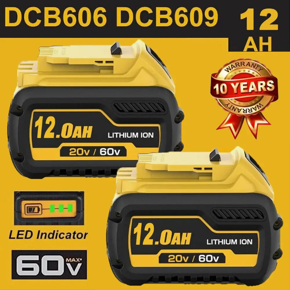 6-0Ah-9-0Ah-12Ah-60V-For-Dewalt-18V-20V-Battery-DCB609-Replacement ...