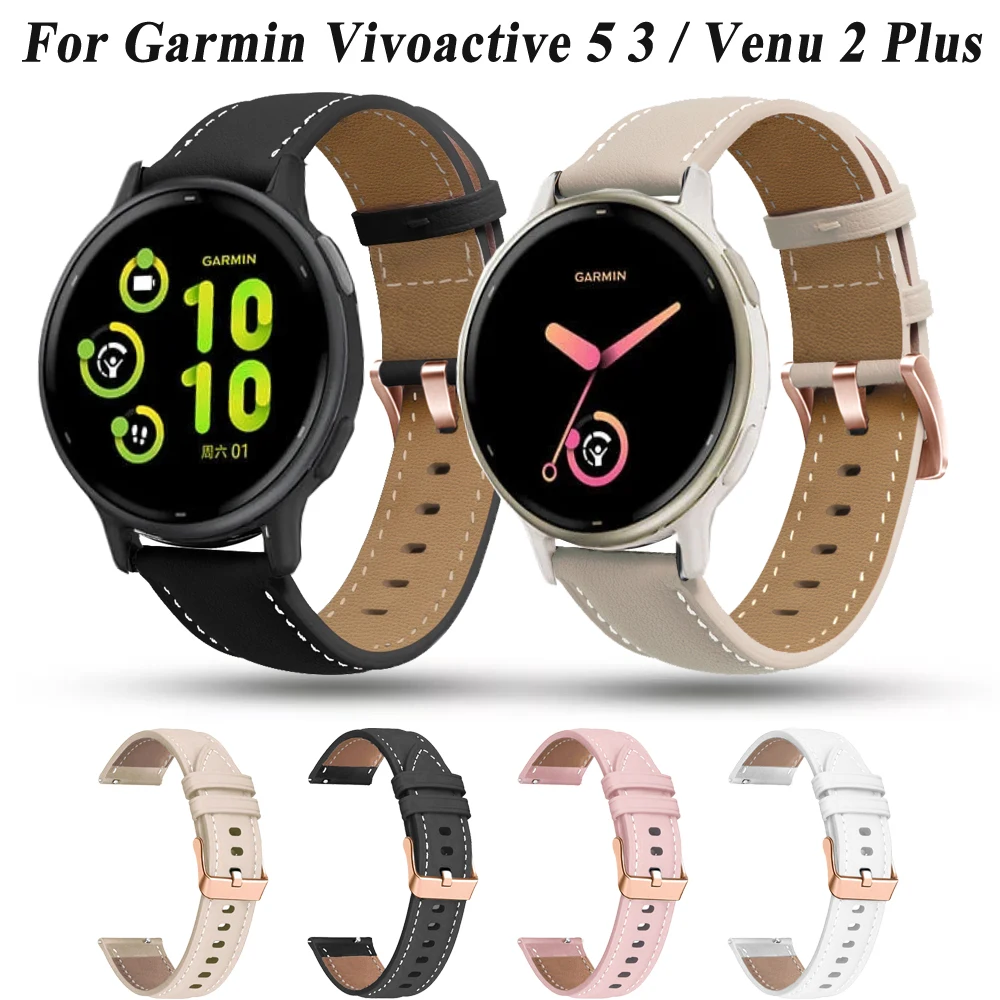 20mm Watch Strap For Garmin Vivoactive 5 3 Venu SQ 2 Plus Sport Leather ...