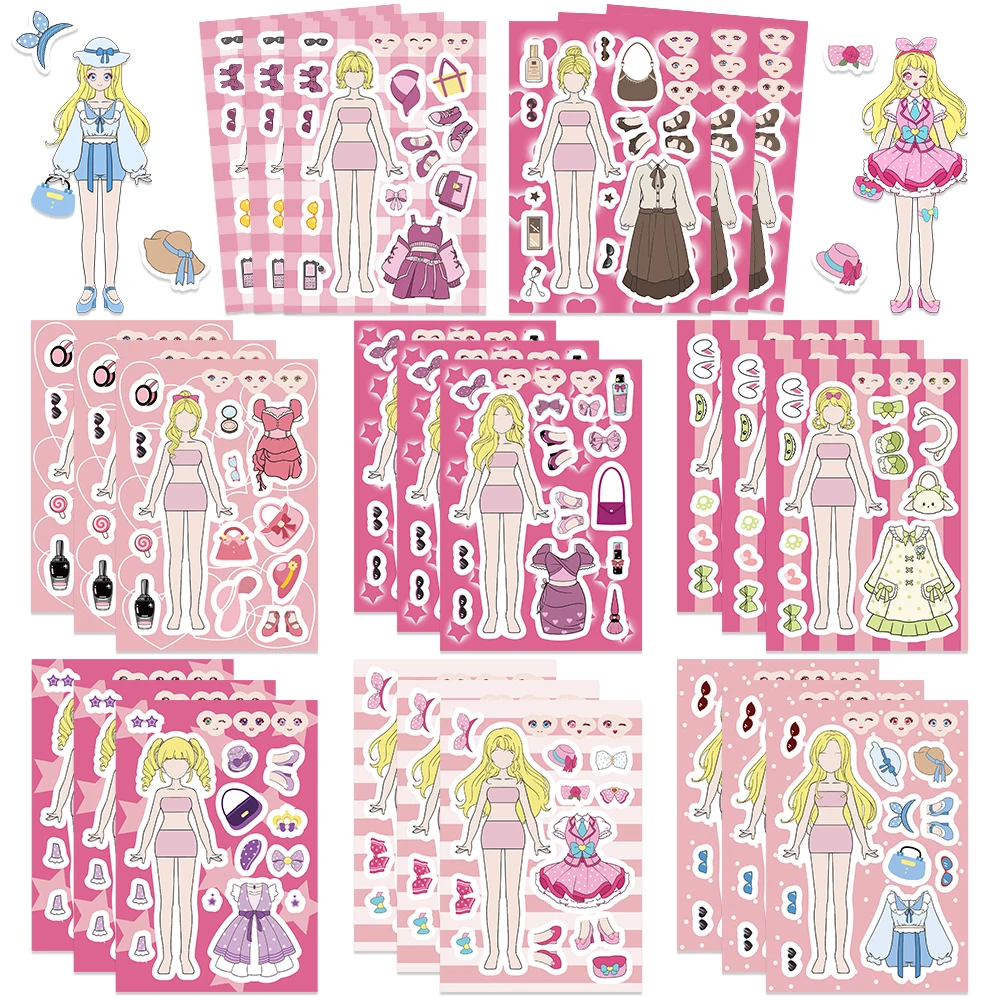 32Sheets-Girl-s-Wardrobe-DIY-Puzzle-Cartoon-Dress-Up-Show-Sticker-Skate ...