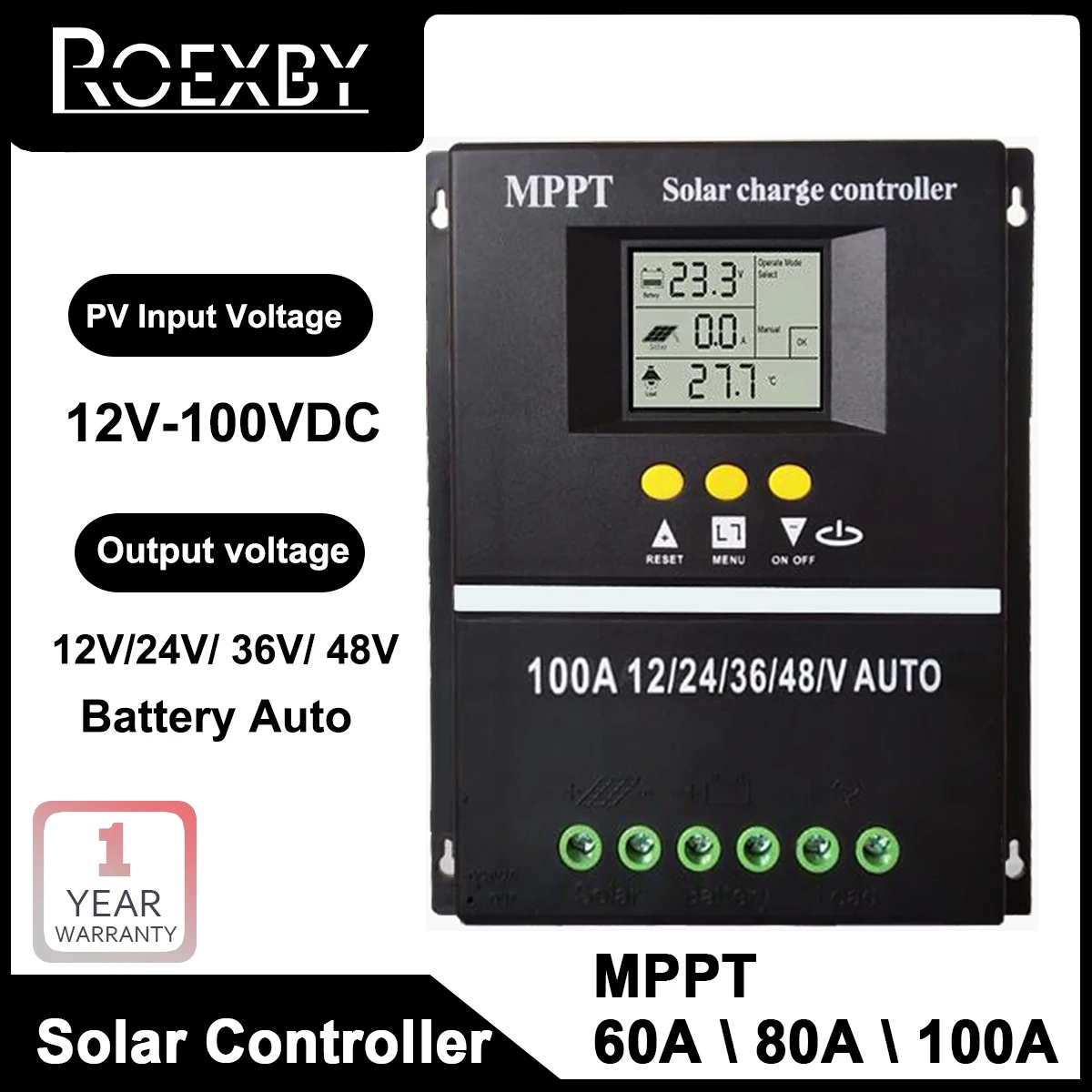 ROEXBY-100A-80A-60A-Solar-Charge-Controller-Tools-MPPT-12V-24V-36V-48V ...