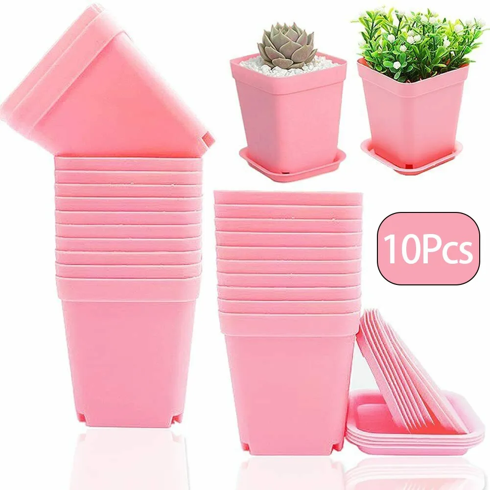 10PC Colorful Multi Square Nursery Flower Pot Plastic Nursery Pot Plant ...
