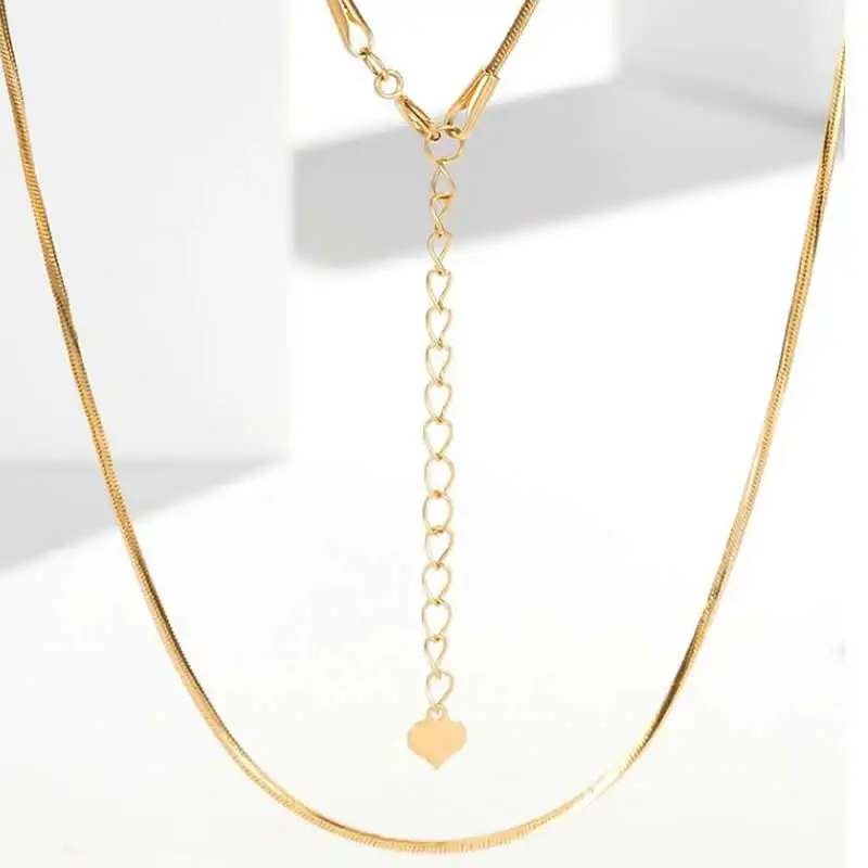 Solid-18K-Yellow-Gold-Necklace-Chain-AU750-Gold-Snake-Link-Chain-Women ...