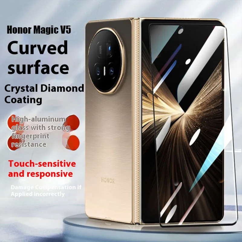For Honor Magic V5 3D Curved Case Friendly Tempered Glass Screen ...