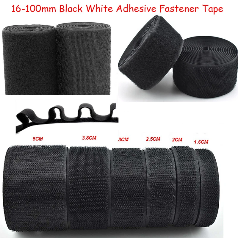 5Meters/Lot 16-100mm Black White Non-Adhesive Fastener Tape Hook and ...