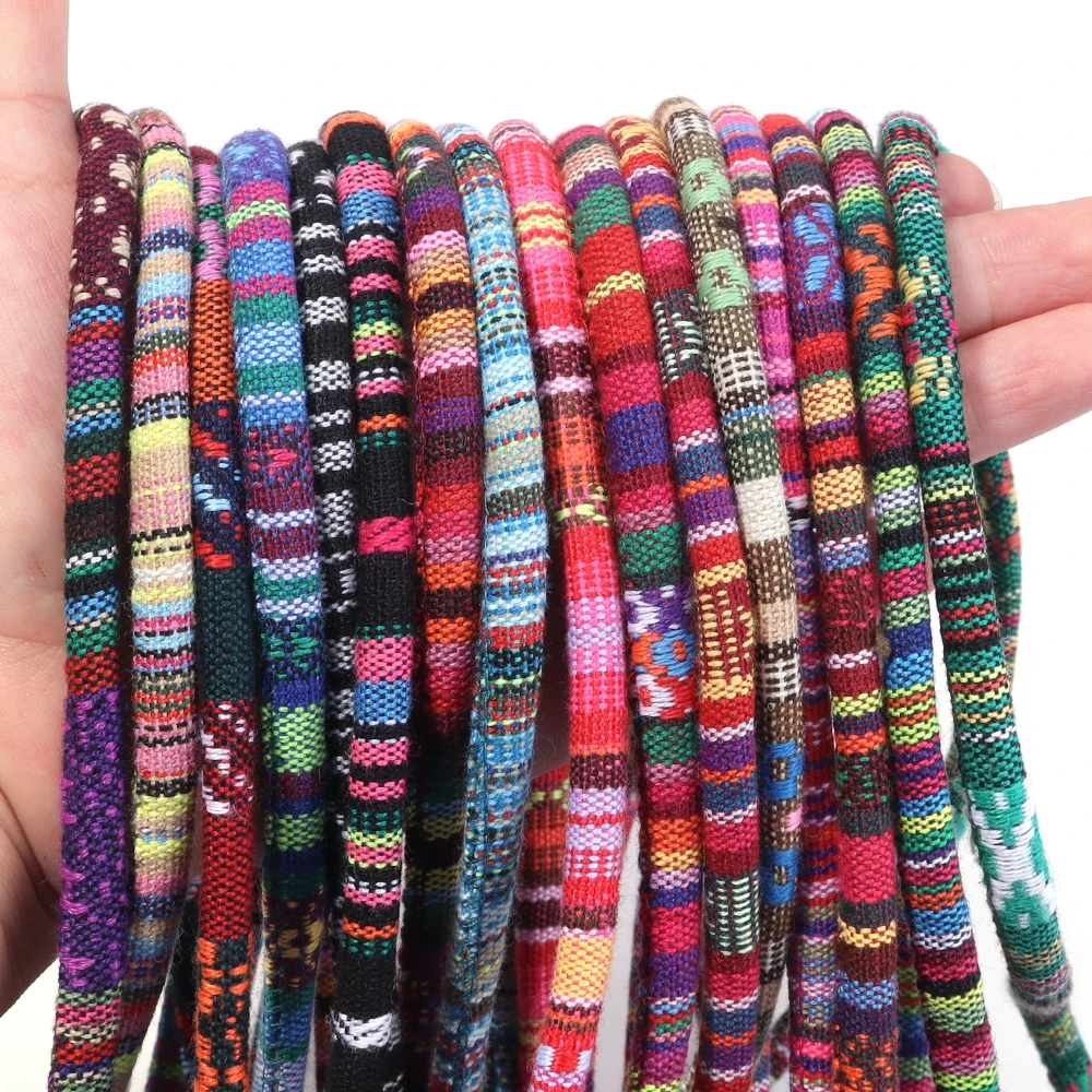 5Yards 6mm Round Cotton Cords Handmade Colorful Ethnic Style Rope For ...