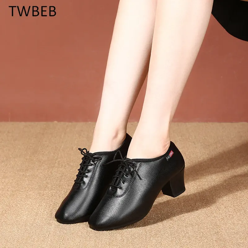 Cowhide-Women-s-Sports-Shoes-Soft-Sole-Adult-Square-Shoes-for-Women ...