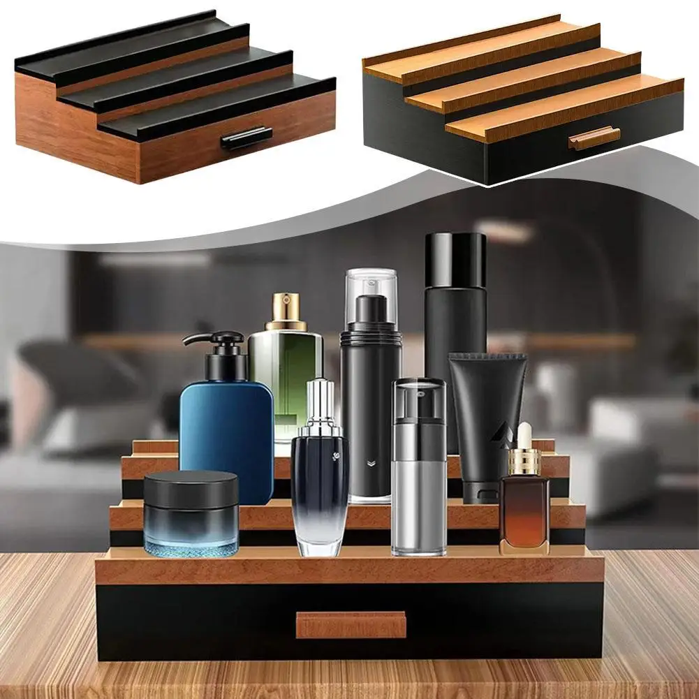 Wooden-Cosmetics-Storage-Box-With-Drawer-Hidden-Layer-Perfume-Display ...