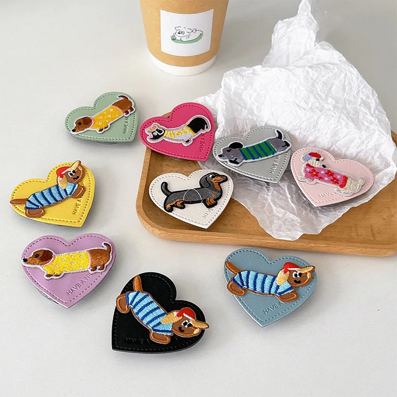 Multicolour-Leather-Cartoon-Dachshund-Dog-Smart-Tok-Phone-Grip-Tok ...