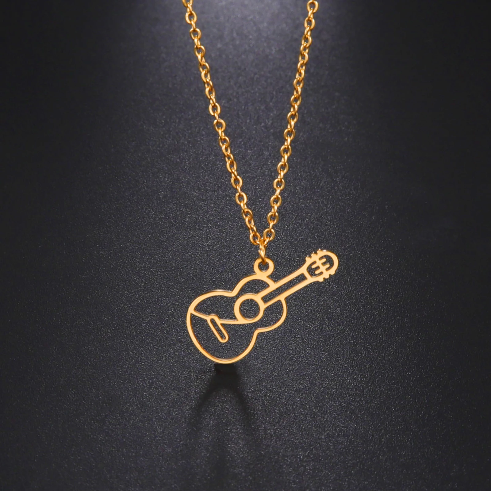 Cazador Stainless Steel Jewelry Musical Instrument Guitar Pendant ...