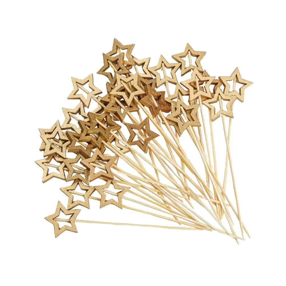 50pcs-100pcs-Five-Pointed-Star-Sticks-Hollow-Star-Bamboo-String-Fruit ...