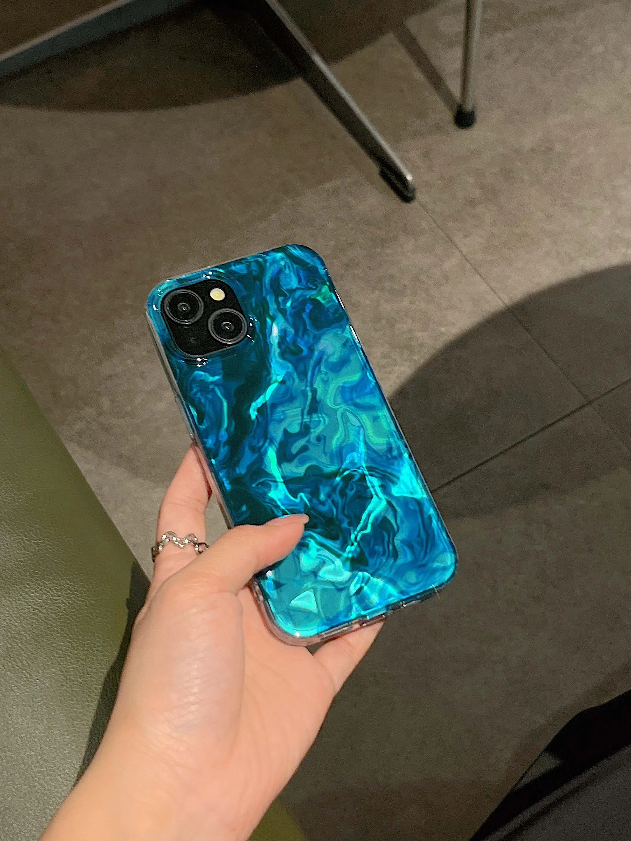 Sea water blue summer simple phone case for iphone 14pro 12pro 13 15 11 ...