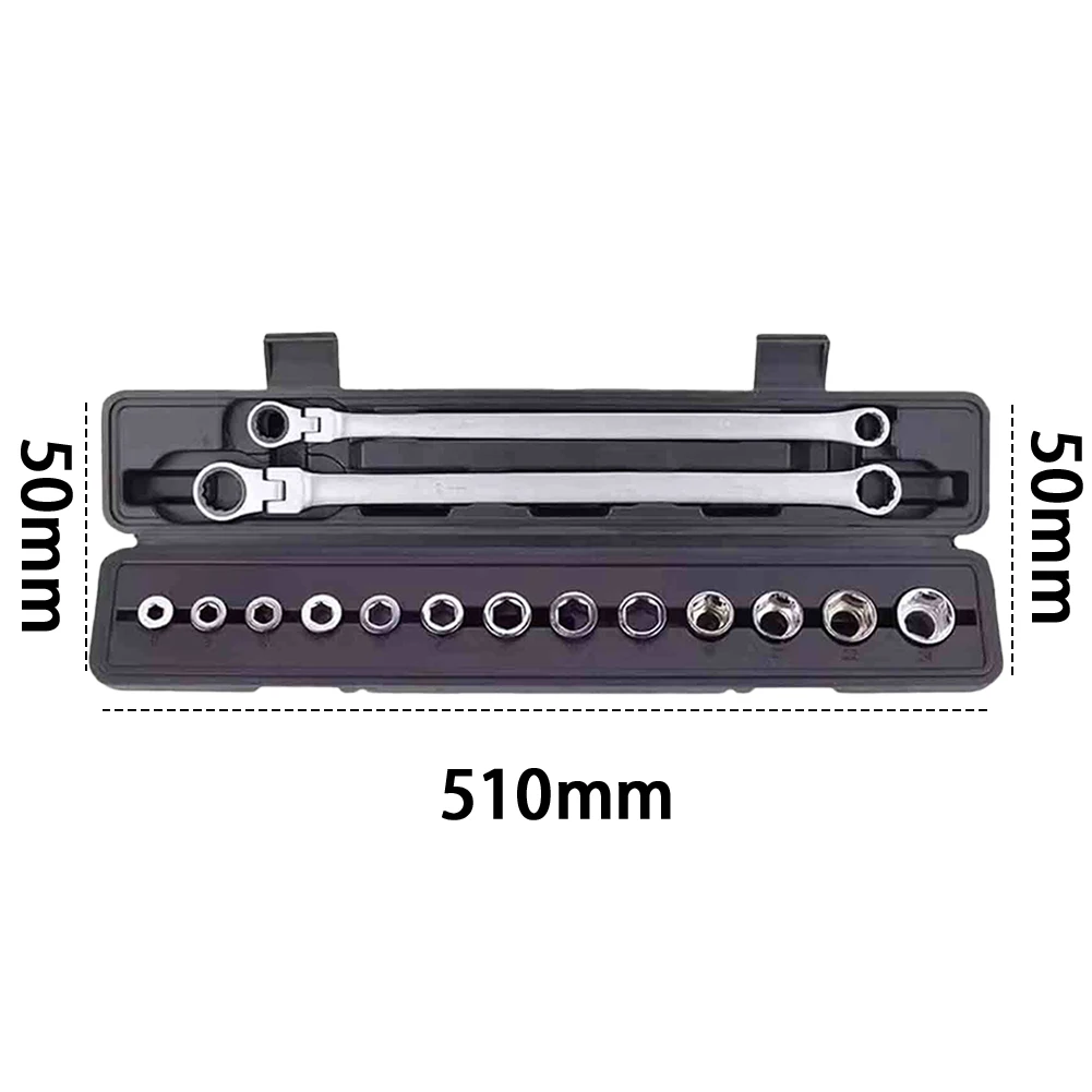 15Pcs Adjustable Torque Wrench Socket Set 180 Degree Flex-Head Wrench ...