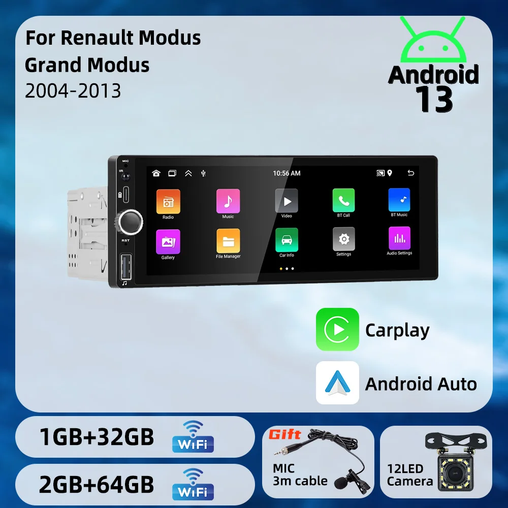 1Din Carplay Android Auto Car Radio Android Multimedia for Renault ...