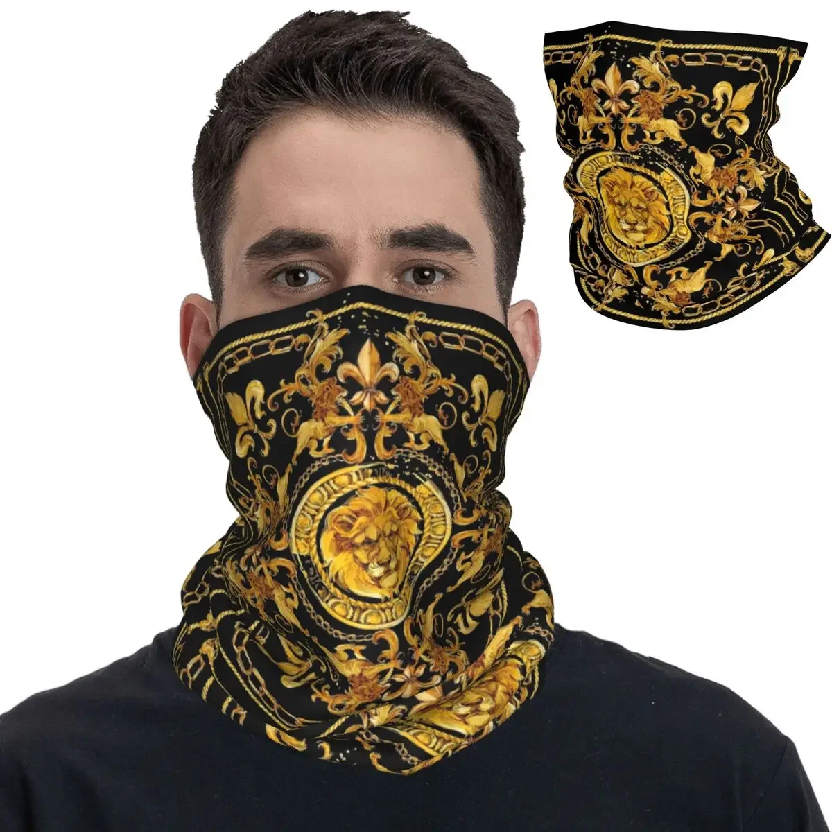 Golden-Lion-Luxury-Design-European-Baroque-Bandana-Neck-Cover-Printed ...