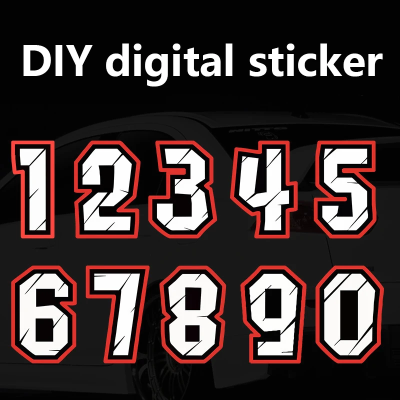 Number-0-To-9-Racing-Car-Stickers-0123456789-Helmet-Vinyl-Decals ...