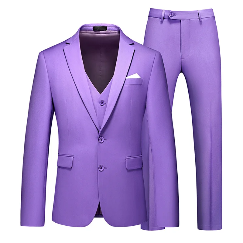 Autumn New Violet Formal Suit 3 Piece Men Office/Wedding/Party Dress ...