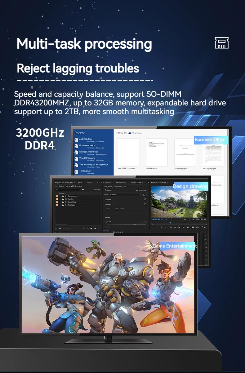 FIREBAT MN56 Mini PC Gamer AMD Ryzen 5 5600H Windows 11 DDR4 Nvme SSD ...