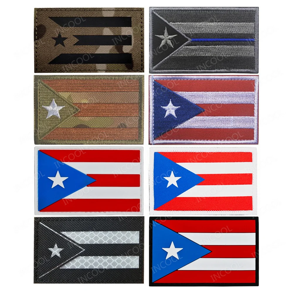 Puerto-Rico-Flag-Patches-Infrared-IR-Reflective-Tactical-PVC-Rubber-Embroidered-Flags-Blue-Line ...