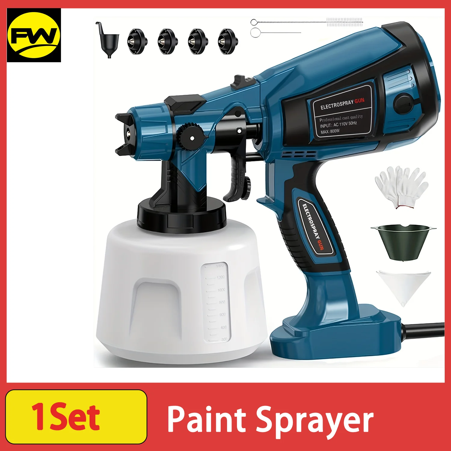 Paint Spraying Tools 1000W High Power Electric Paint Spray Gun with ...