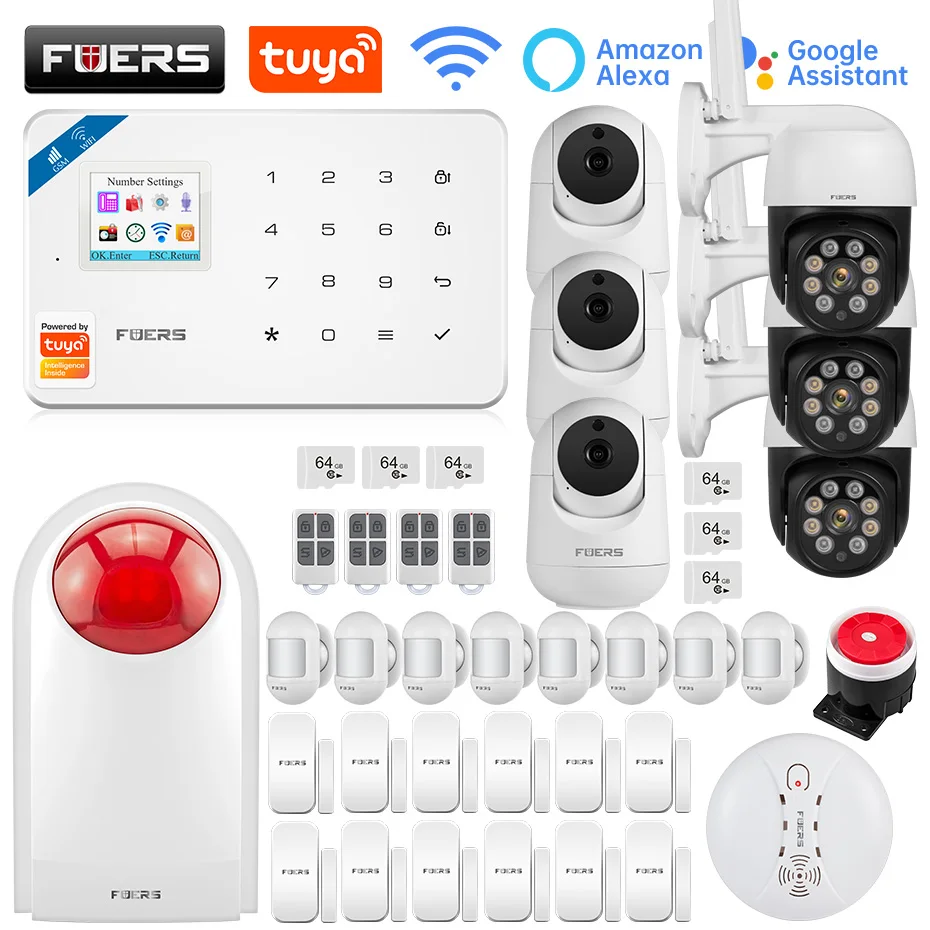 Fuers W181 Gsm Wifi Tuya Smart Home Alarm System Kit Wireless Alarm Security System 3mp Ip ...