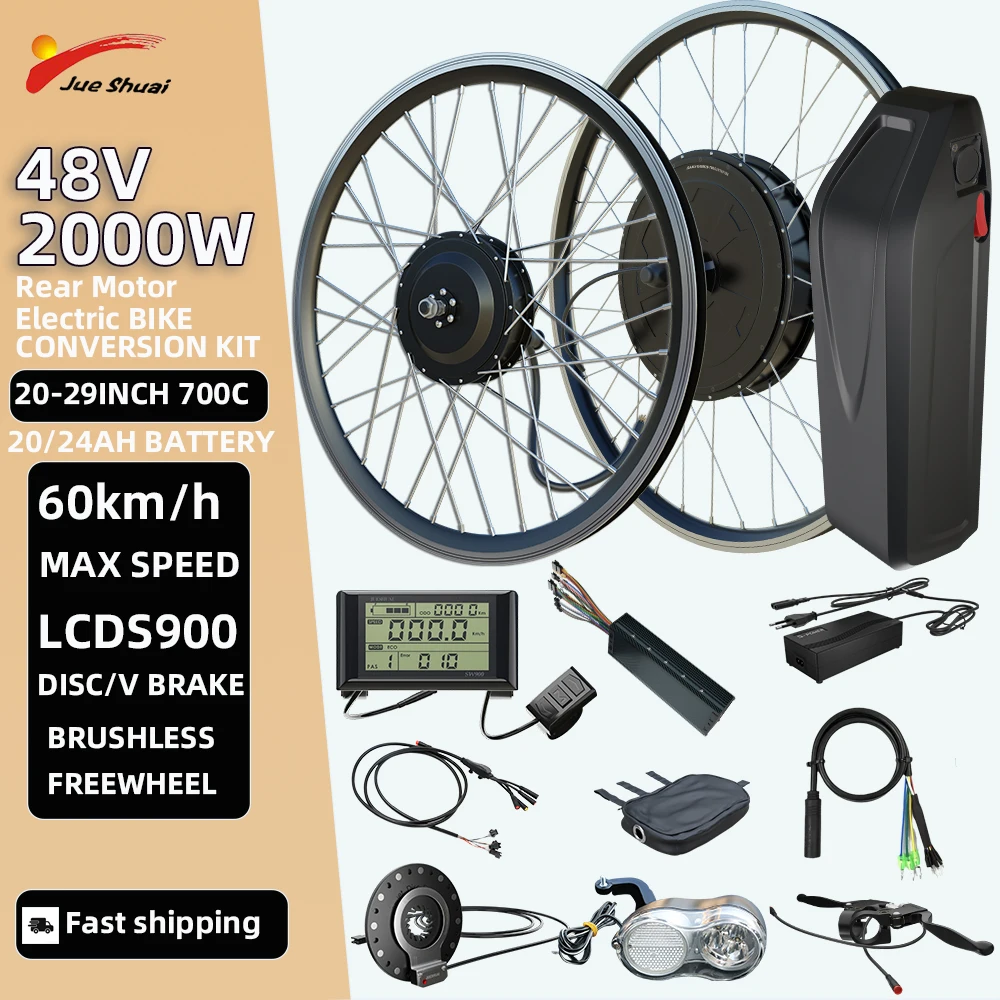 Electric Bike Conversion Kit with 24AH Lithium Battery 26inch -29inch ...