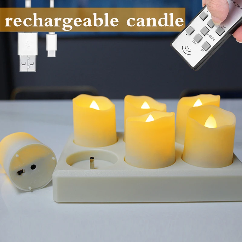 Velas-LED-recargables-por-USB-velas-con-llama-parpadeante-y ...