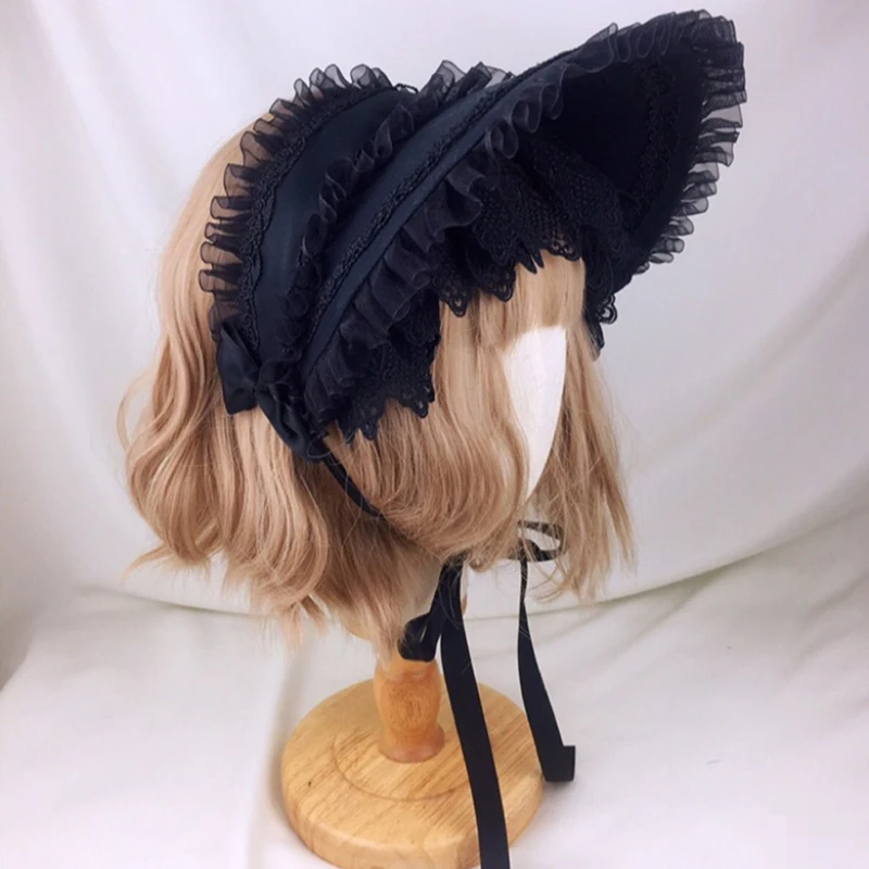 Gothic-Bonnet-Hat-Lolita-Girls-Maid-Cosplay-Cap-Headpiece-Vintage ...