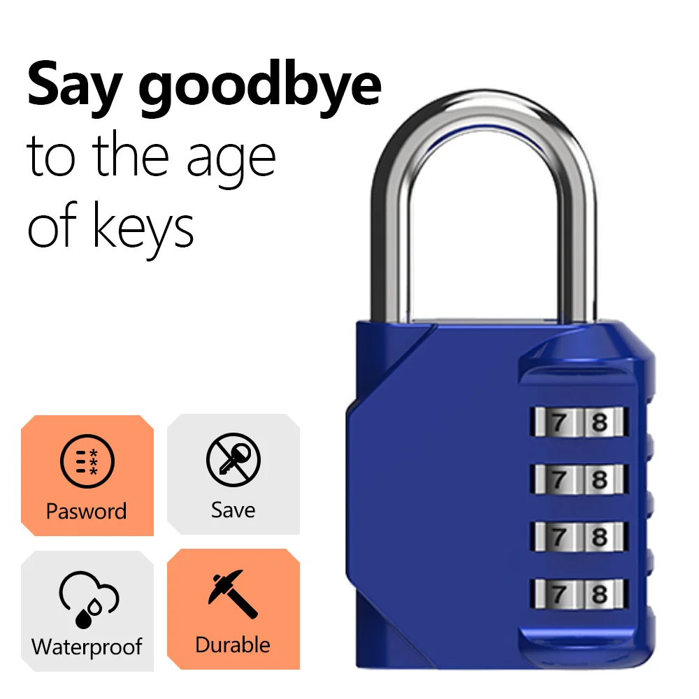 Travel Padlock Anti-theft Backpack Small Padlock Resettable 3/4 Digit ...
