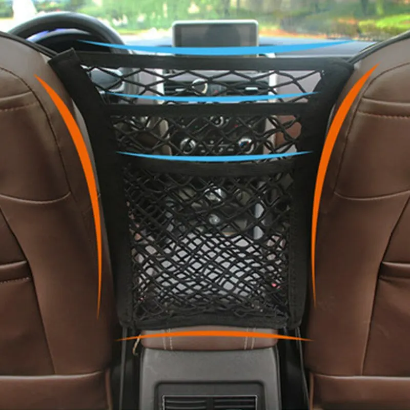 Car Storage Net Bag Between Seats Car Styling Storage Bag Elastic Mesh ...