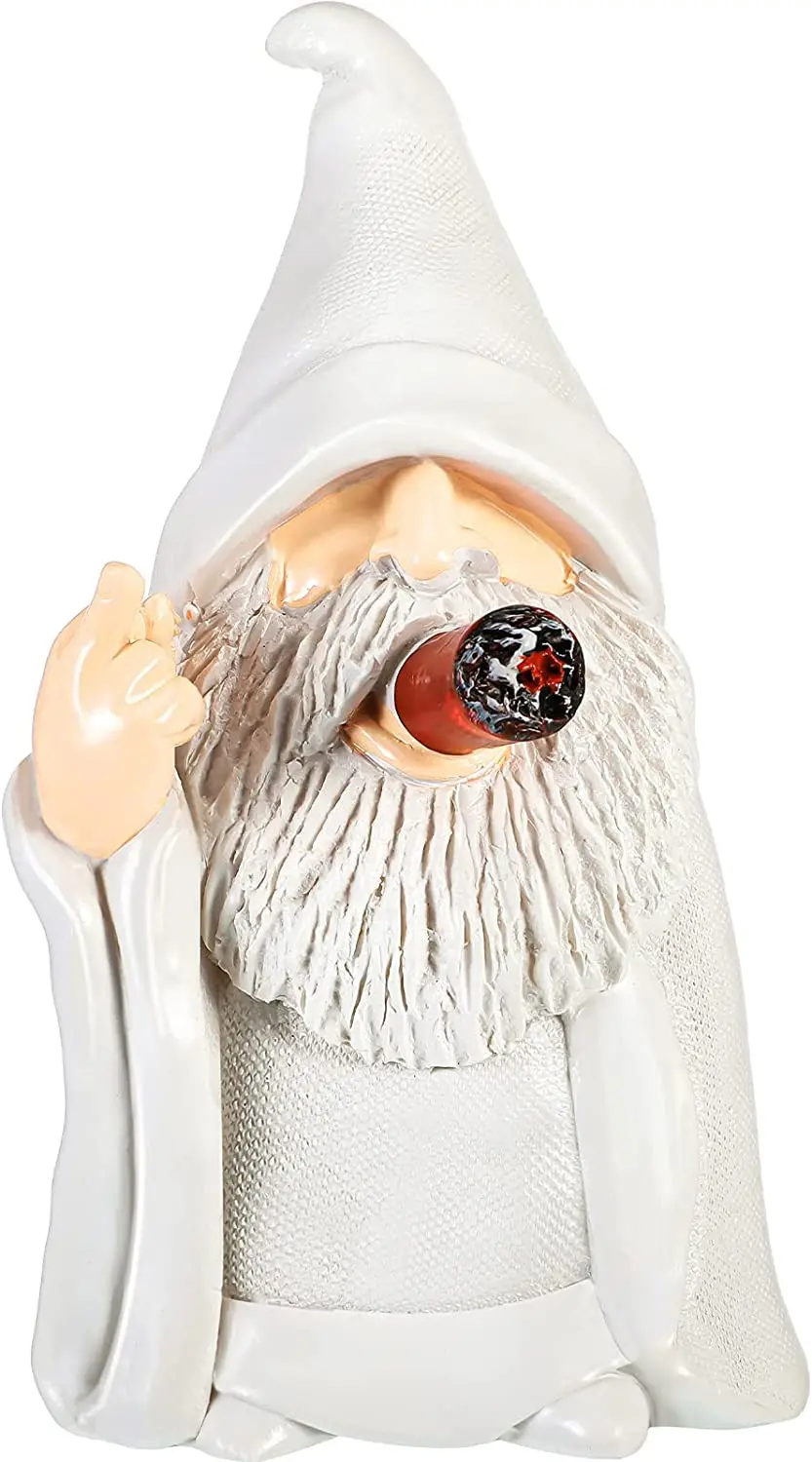 Funny Garden Gnome Statue,middle Finger Smoking Wizard Gnome,cool Old ...