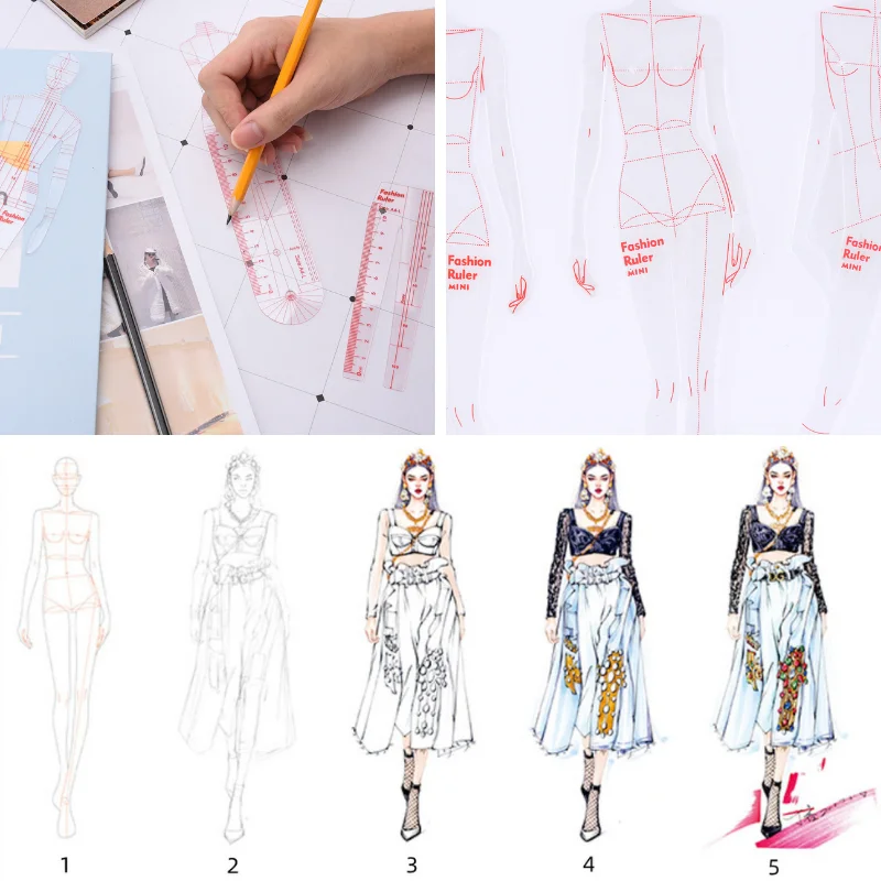 1-Set-4-PCS-Clothing-Drawing-Template-Fashion-Fabric-Drawing-Ruler ...