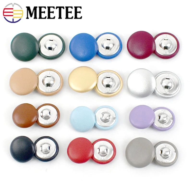 Meetee 50Pcs 11-28mm Leather Covered Button for Sewing Coat Jacket ...