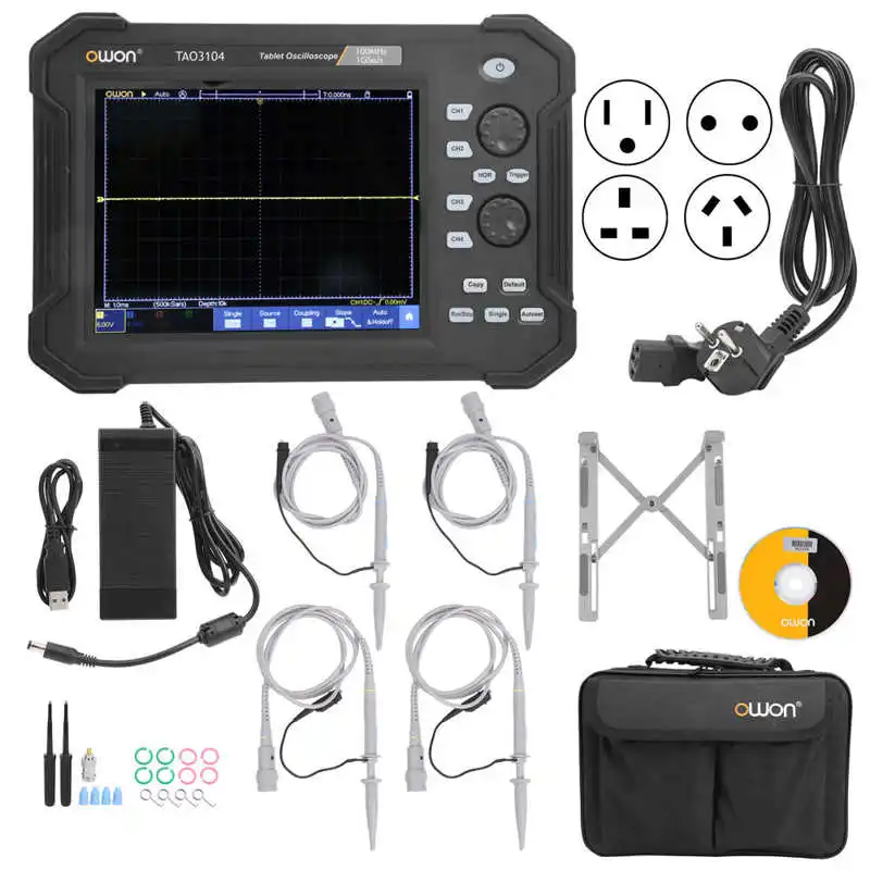 OWON TAO3104 100MHZ osciloscopio 4CH pantalla táctil LCD Kit de ...