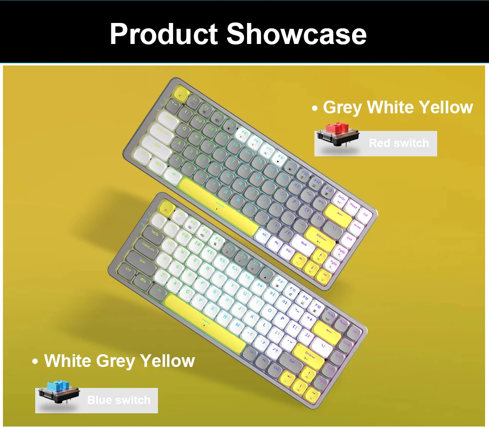 REDRAGON TL84-B RGB USB Mini Slim Ultra-Thin Wired Mechanical Gaming Keyboard Red Blue Switch 84 ...