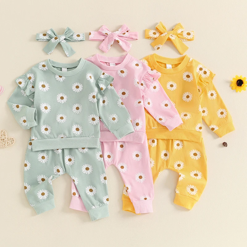 Newborn-Infant-Baby-Girls-Fall-Outfits-Daisy-Print-Crew-Neck-Long ...