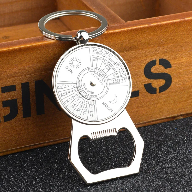 Silver Color 50 Years Super Perpetual Calendar Key Chains Bottle Opener ...