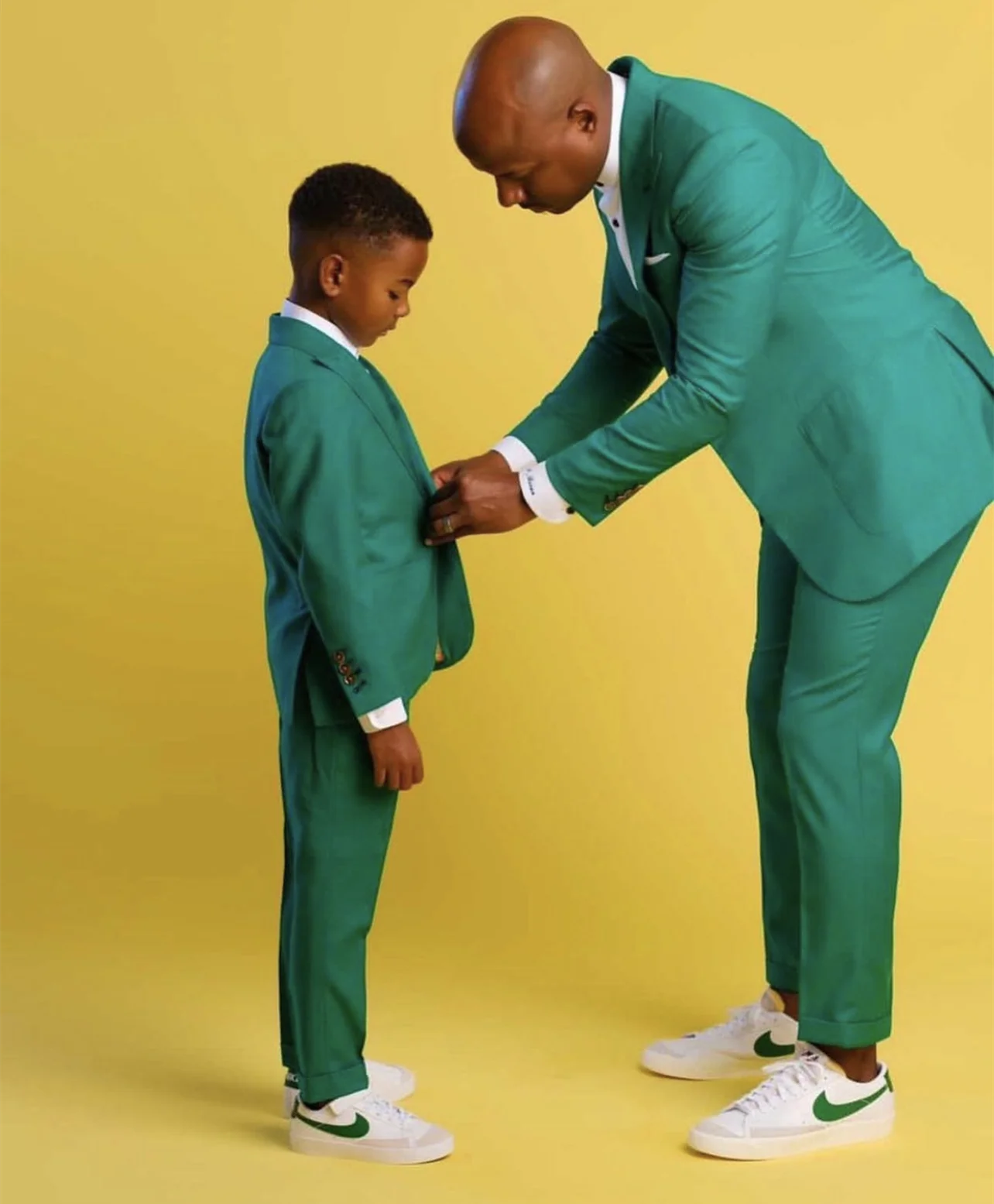 Green-Father-And-Son-Suit-Blazer-Trousers-2Pcs-Jacket-Pants-Men-s ...