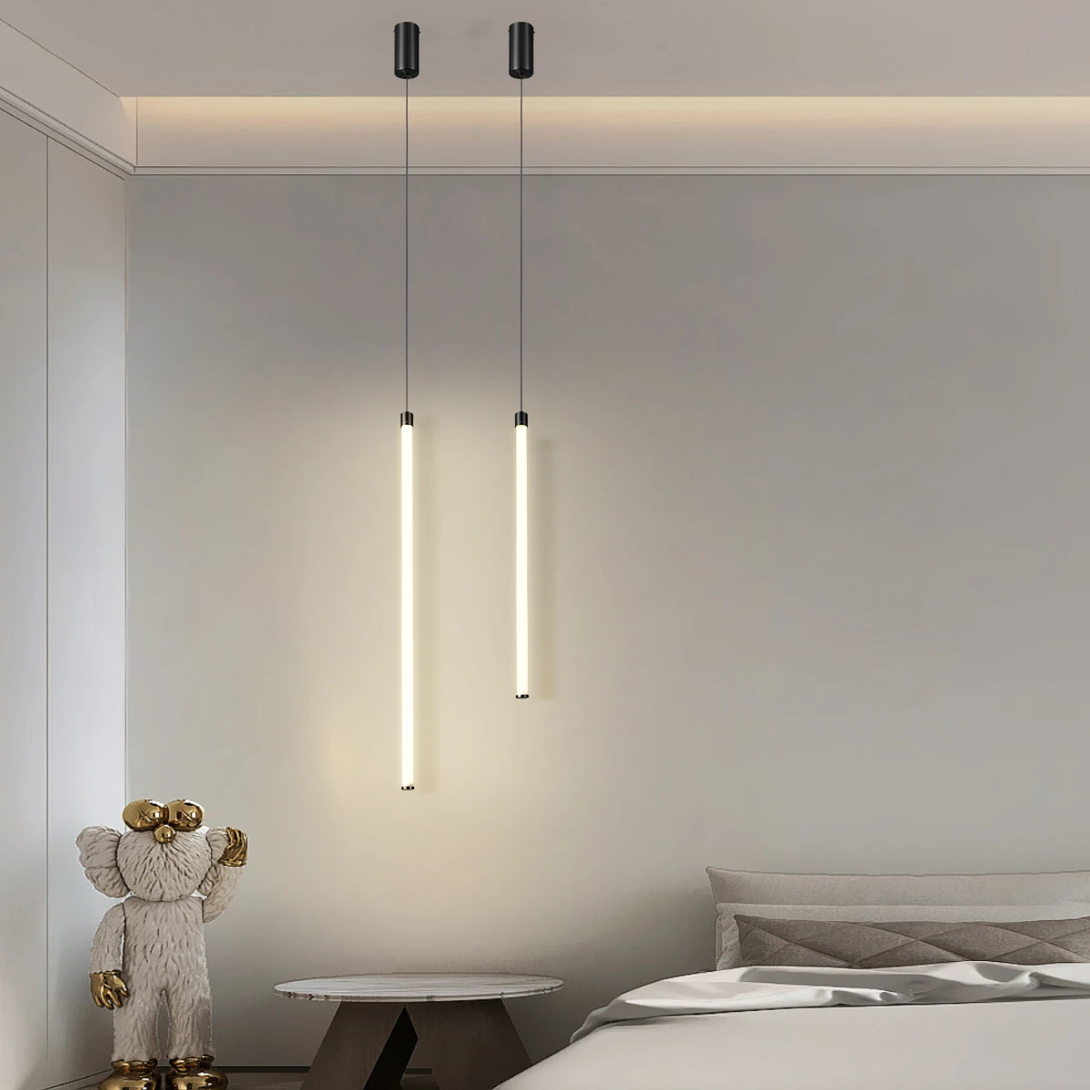 Modern Led Pendant Light Bedroom Bedside Table Hanging Lights Living ...