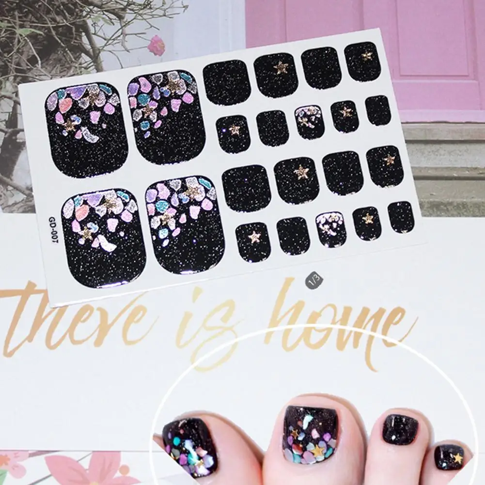 22-Tips-Toe-Nail-Stickers-3d-Toenail-Art-Sticker-Girl-Fake-Nail-Nail ...