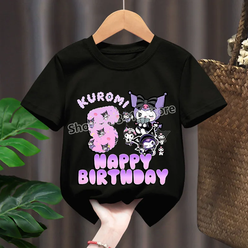 Camisetas Kuromi, ropa para niñas, camisetas kawaii con números del 1 ...