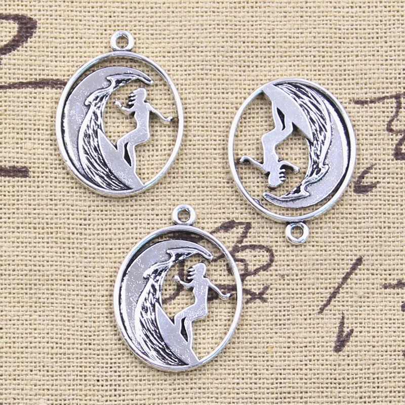 Dants de surde menina, pingente de cor prata velha de 26x20mm para ...