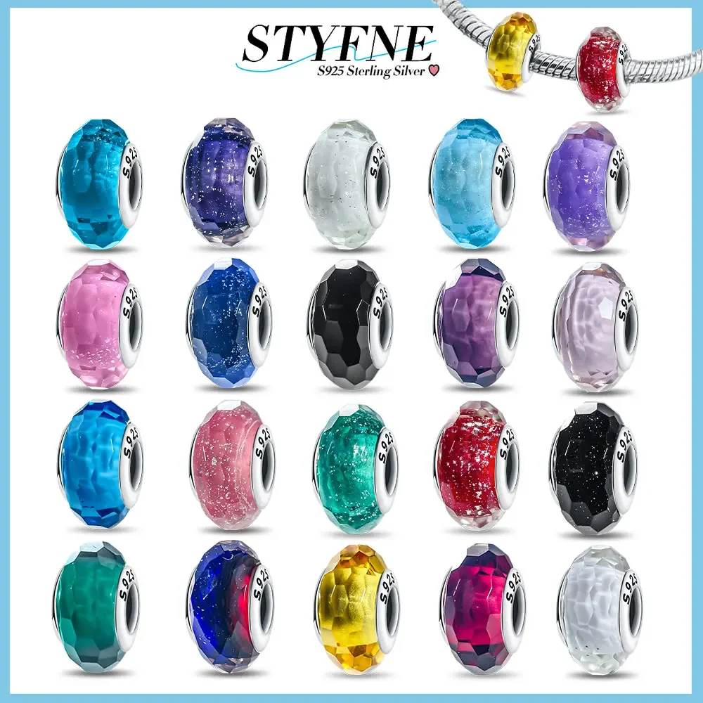 Ayar-925-g-m-orijinal-yeni-Murano-kat-renk-kare-Faceted-cam-boncuk ...