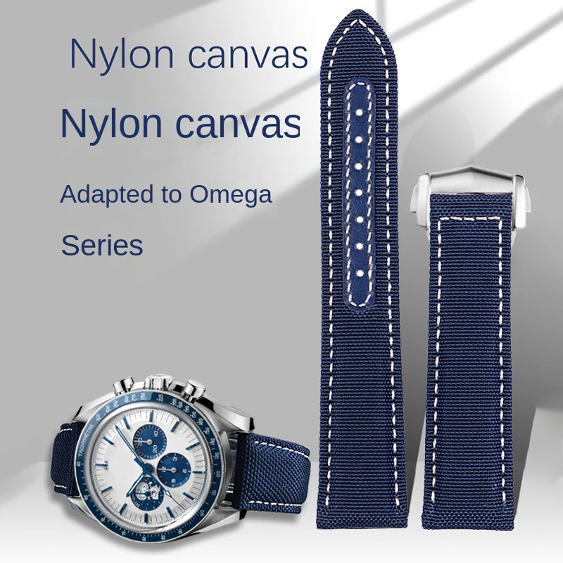 19mm 20mm Nylon Canvas Watch Strap For Omega Seamaster 300 AT150 Fabric ...