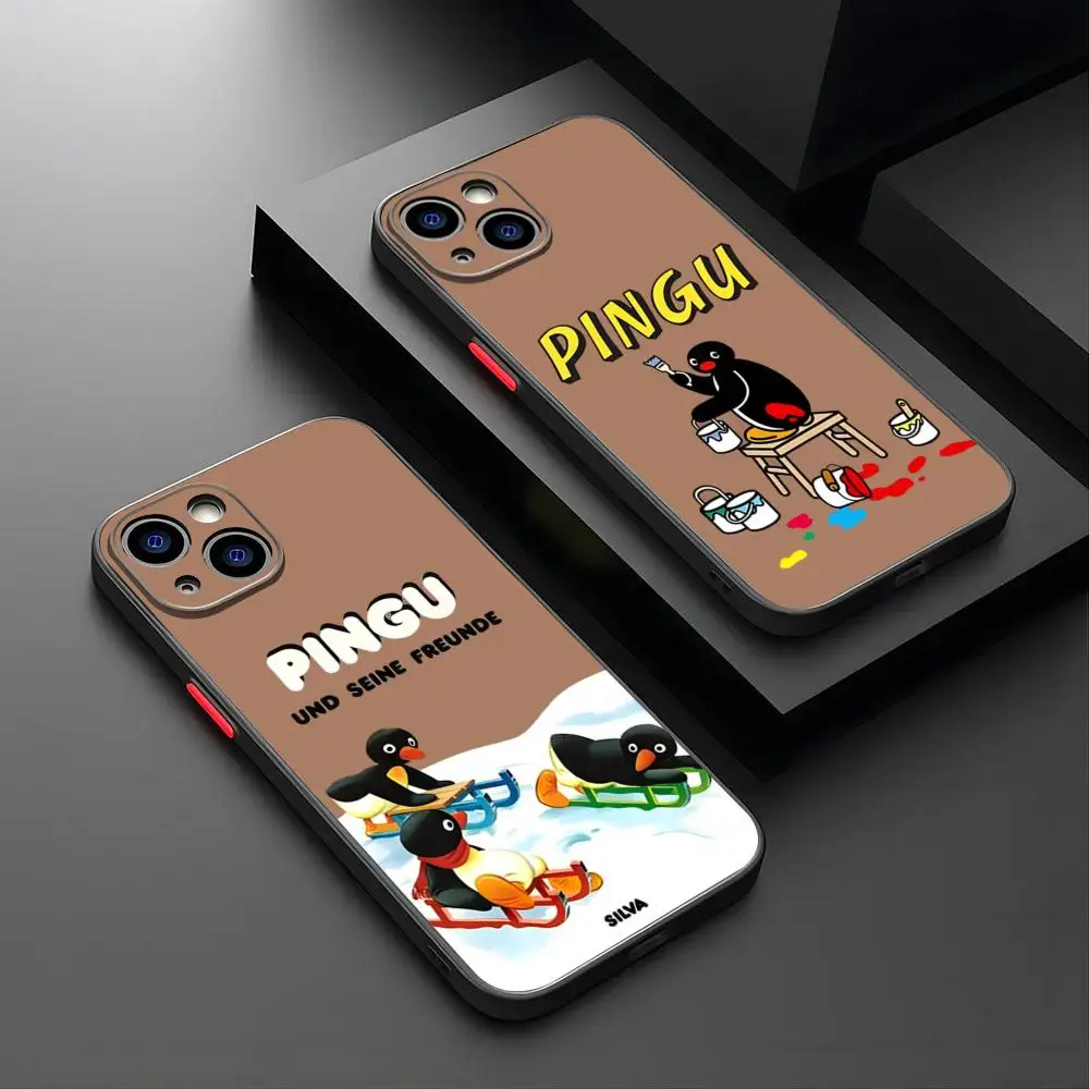 Cartoon-Pingu-Penguin-Phone-Case-Matte-Translucent-For-IPhone-15-Pro-14 ...