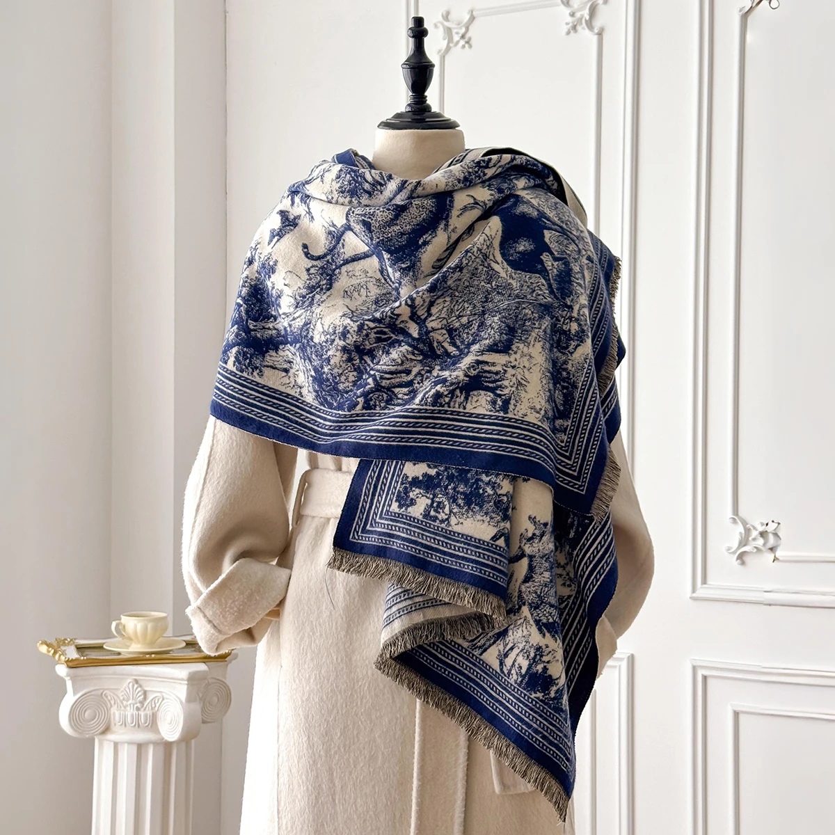 Elegant Animal Jacquard Pashmina Shawl for Women Winter Thick Warm ...