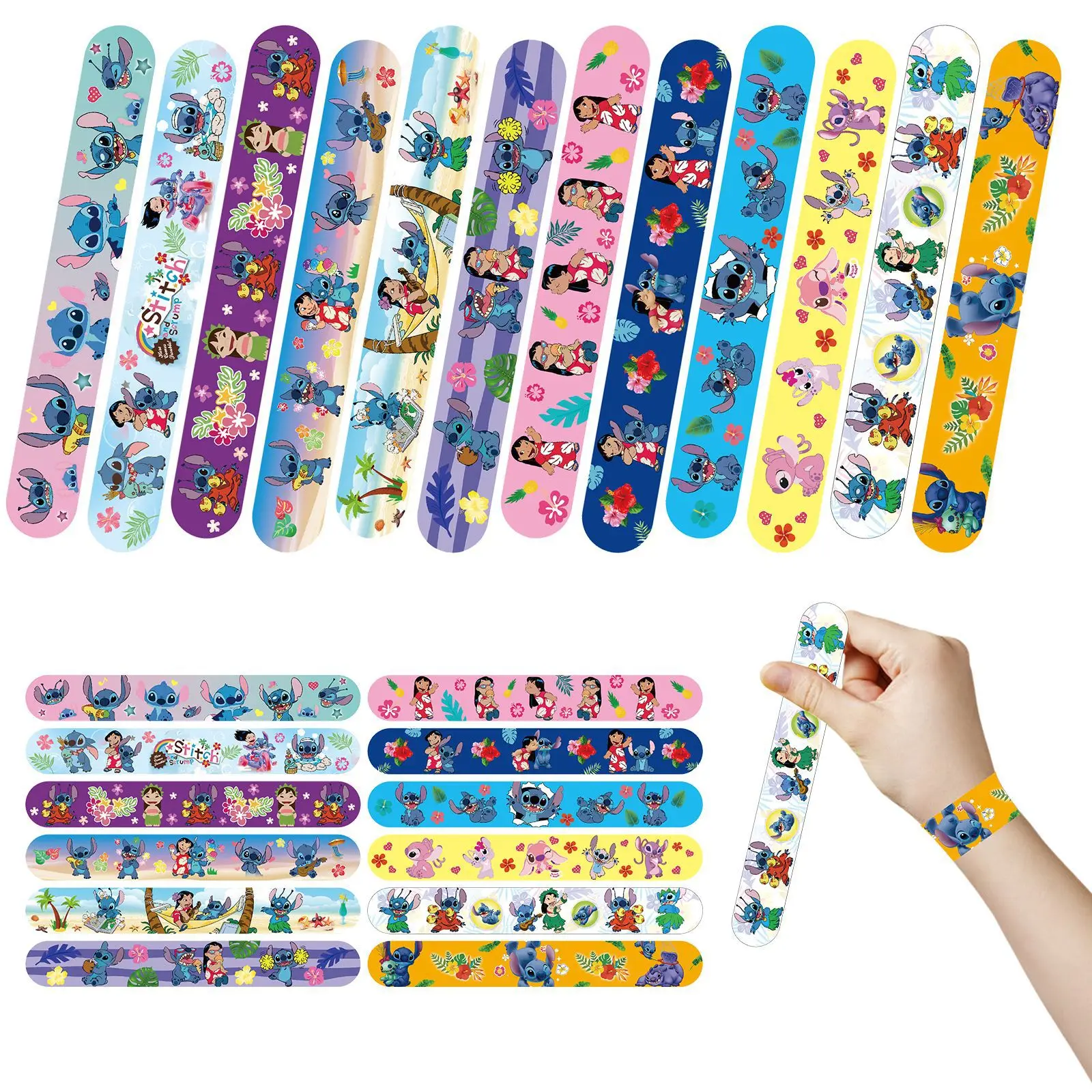 Disney-Pulseras-Slap-Lilo-Stitch-para-ni-os-pulseras-coloridas-a-granel ...